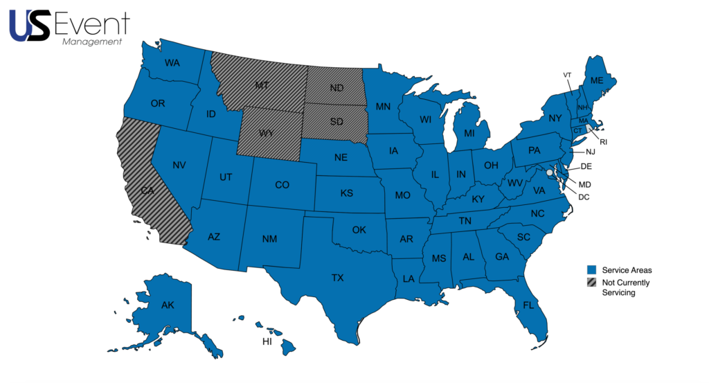Service Coverage Map – Event Management Company